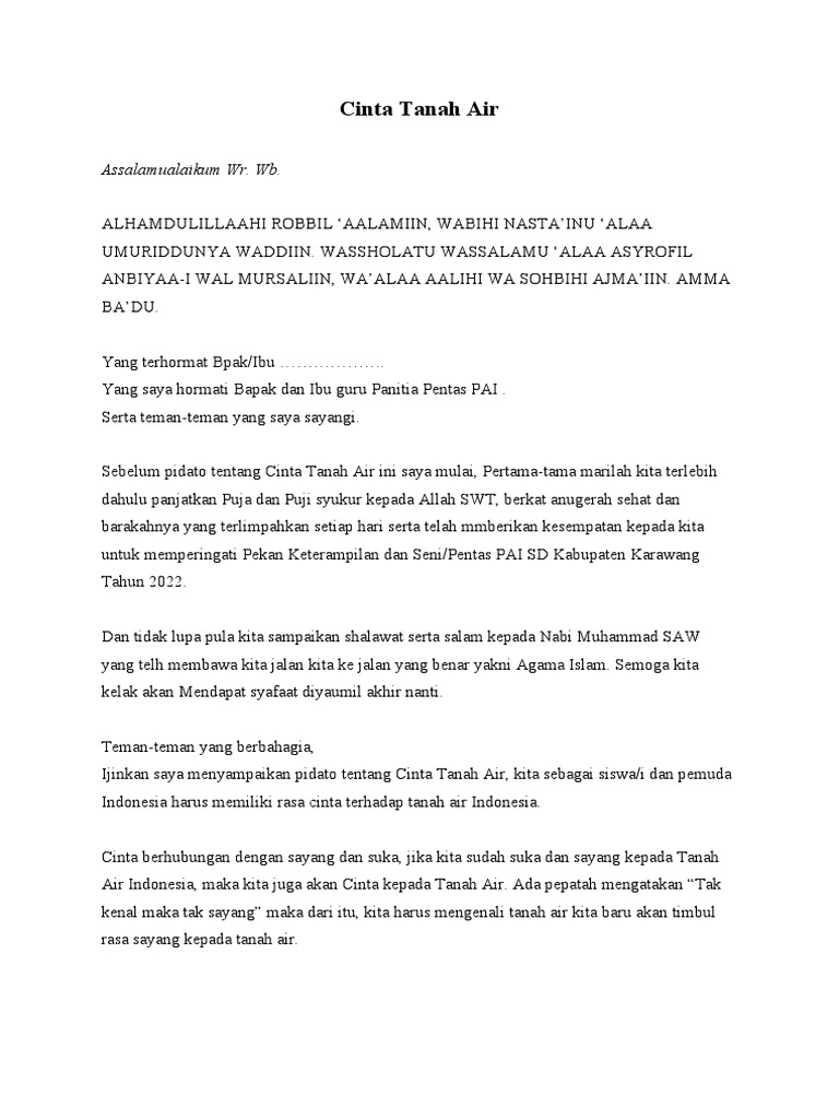 Pidato Cinta Tanah Air | PDF
