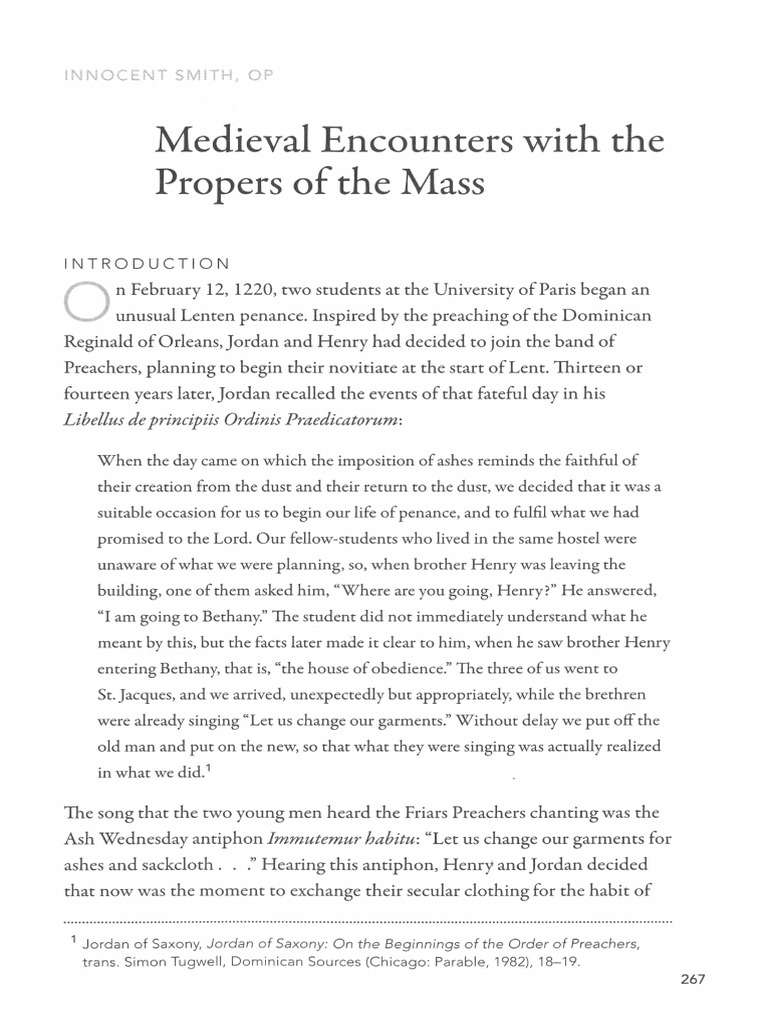 Medieval Mass Propers and Penance | PDF | Mass (Liturgy) | Dominican Order