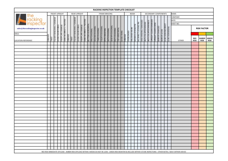 Racking Inspection Checklist Template | PDF | Manufactured Goods
