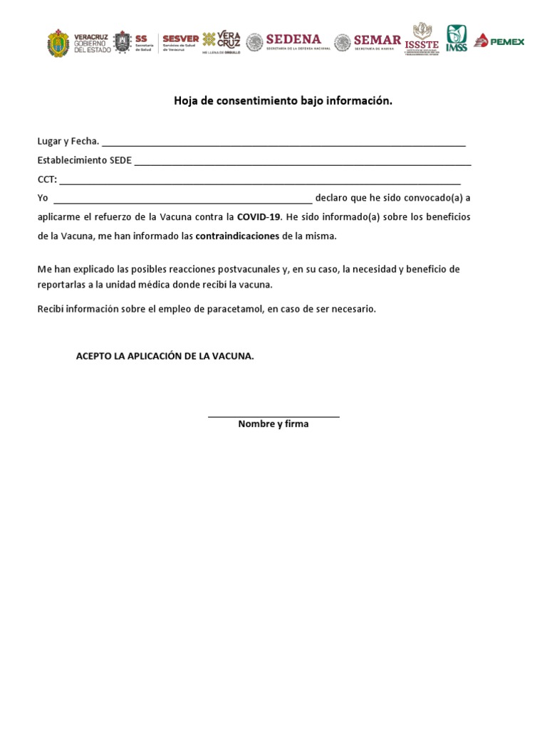 Hoja de Consentimiento Bajo Información | PDF
