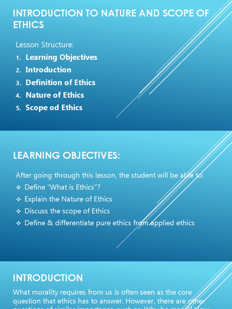 Introduction to Nature and Scope of Ethics | PDF | Morality | Science