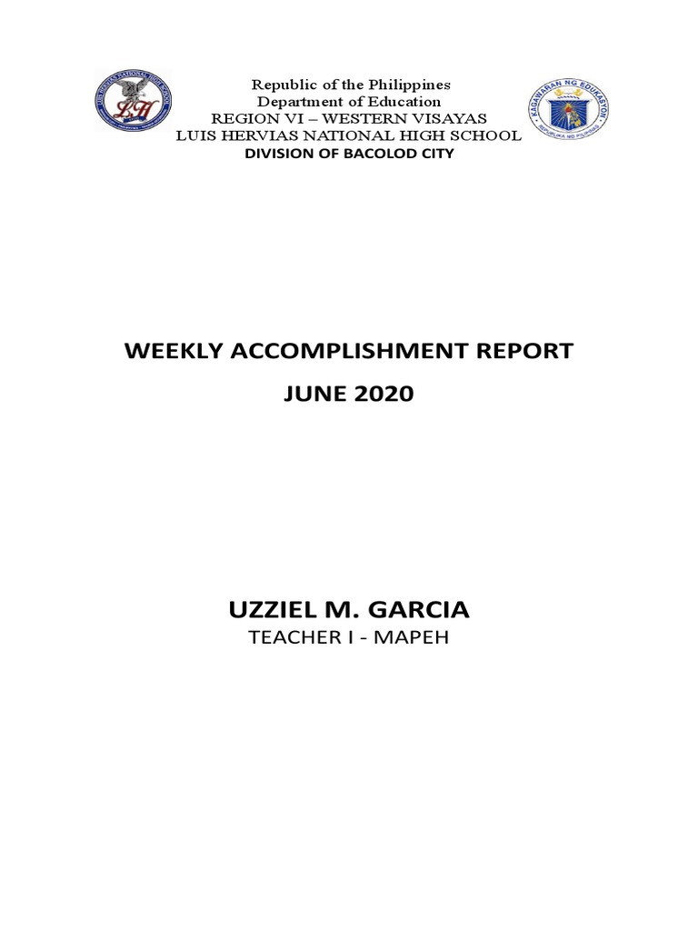 Weekly Accomplishment Report Cover | PDF