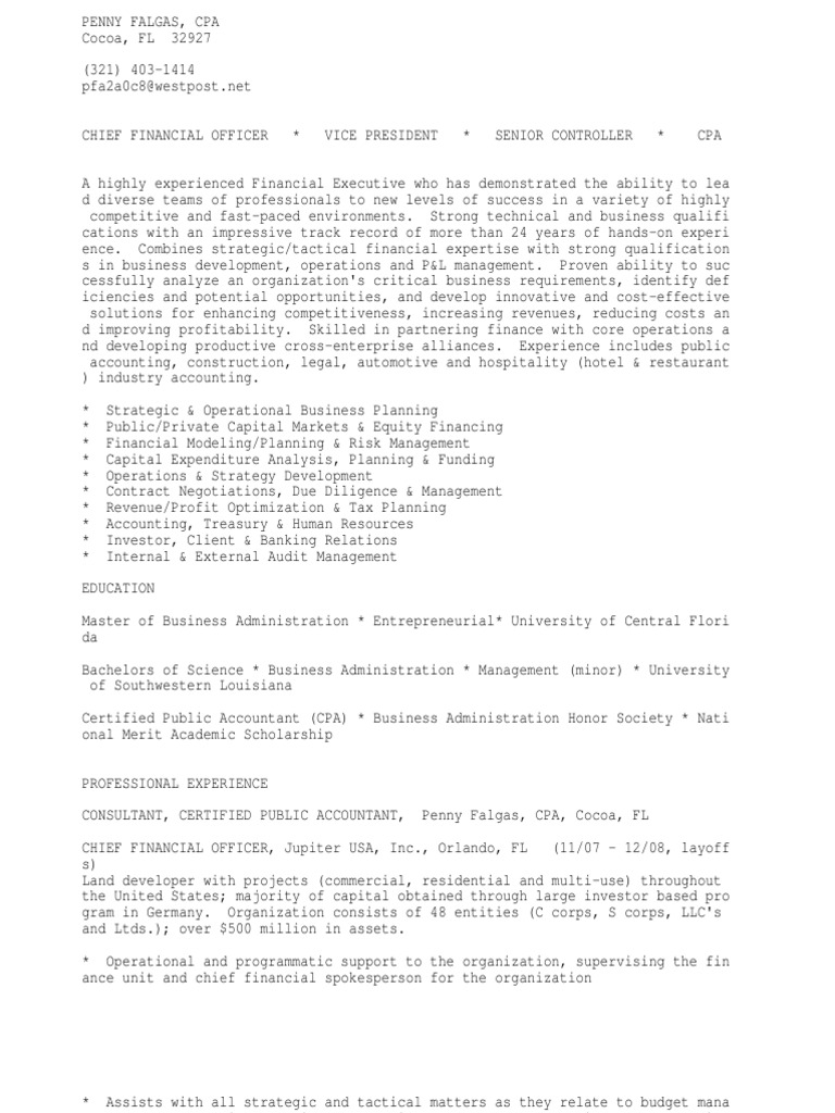 CFO or VP or Director or Controller | PDF | Chief Financial Officer ...
