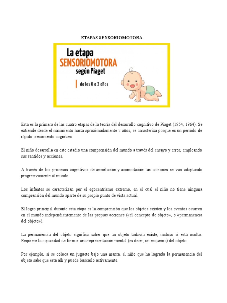 Cuales Son Las 6 Etapas Del Desarrollo Sensoriomotor
