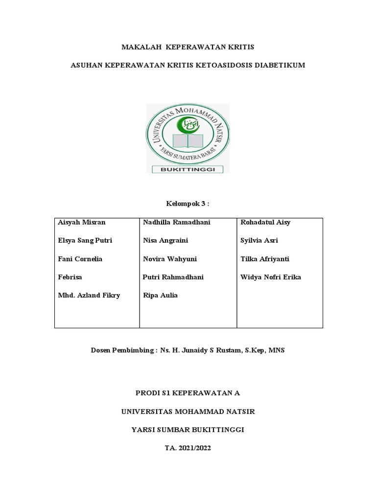 Ok Makalah Keperawatan Kritis Ketoasidisis Diabetikum Kelompok 3 | PDF ...