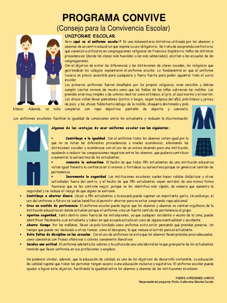 Razones para Utilizar El Uniforme Escolar | PDF | Ropa