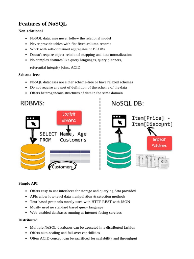 Features of Nosql: Non-Relational | PDF | No Sql | Databases