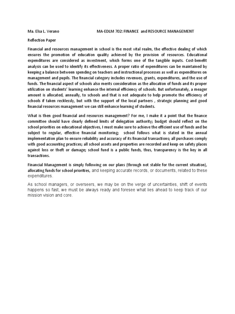 REflection Paper | PDF | Business