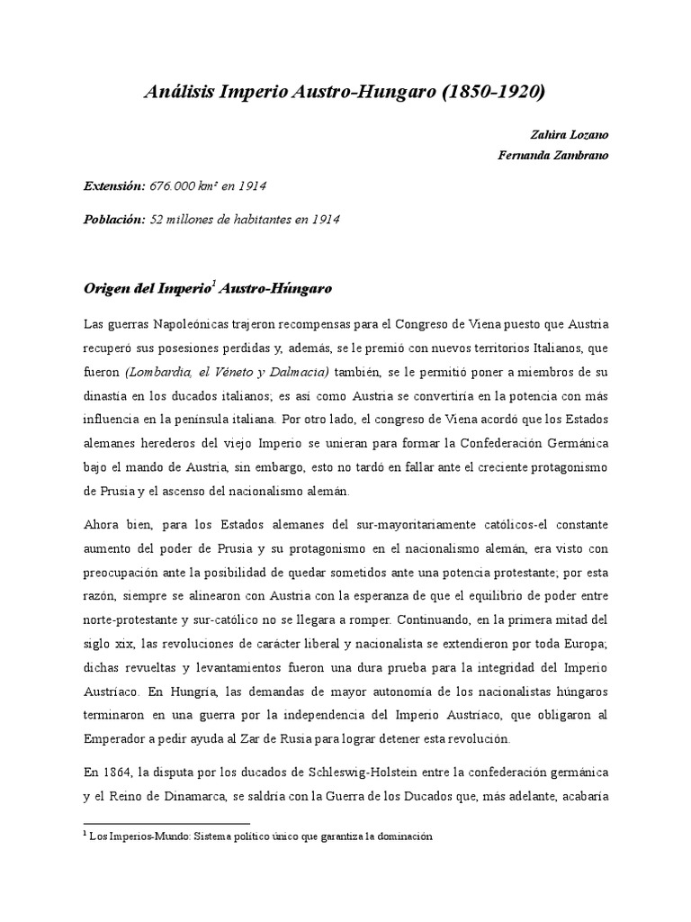 Análisis Imperio Austro-Hungaro | PDF | Austria Hungría | Austria