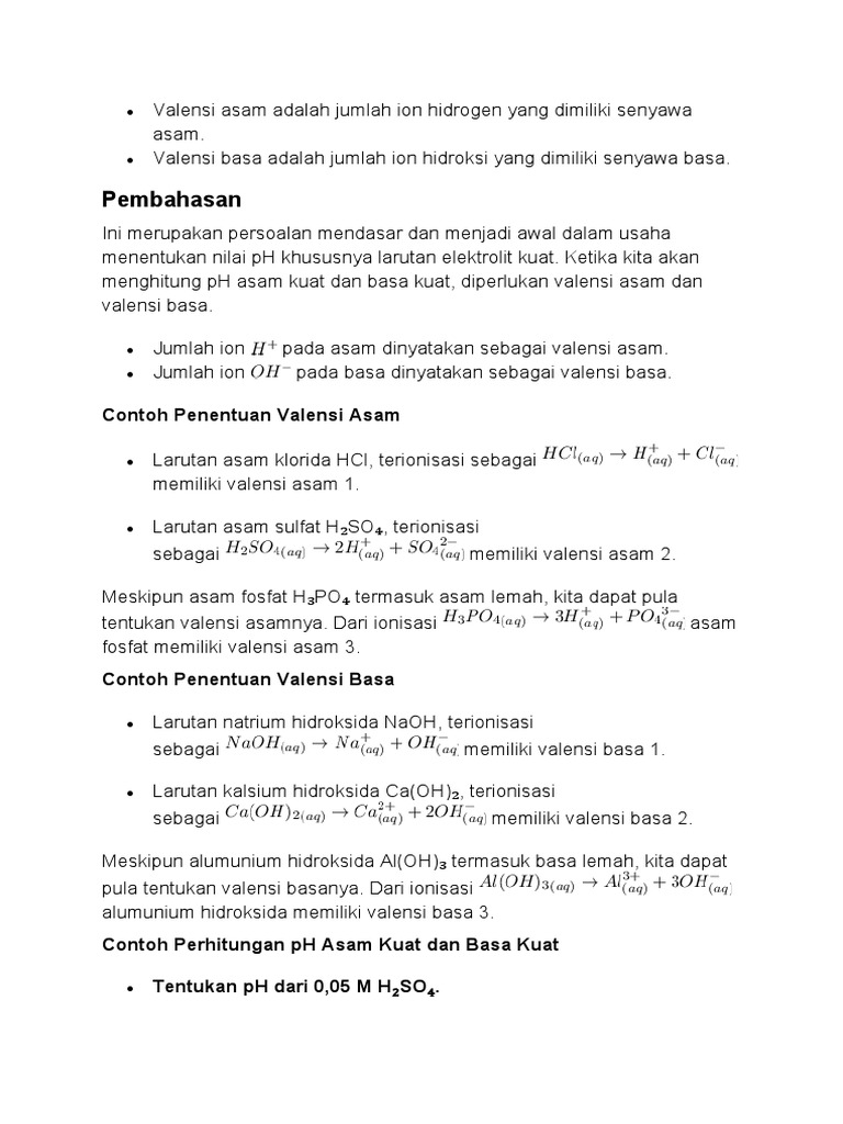 Valensi Asam dan Basa dalam pH | PDF