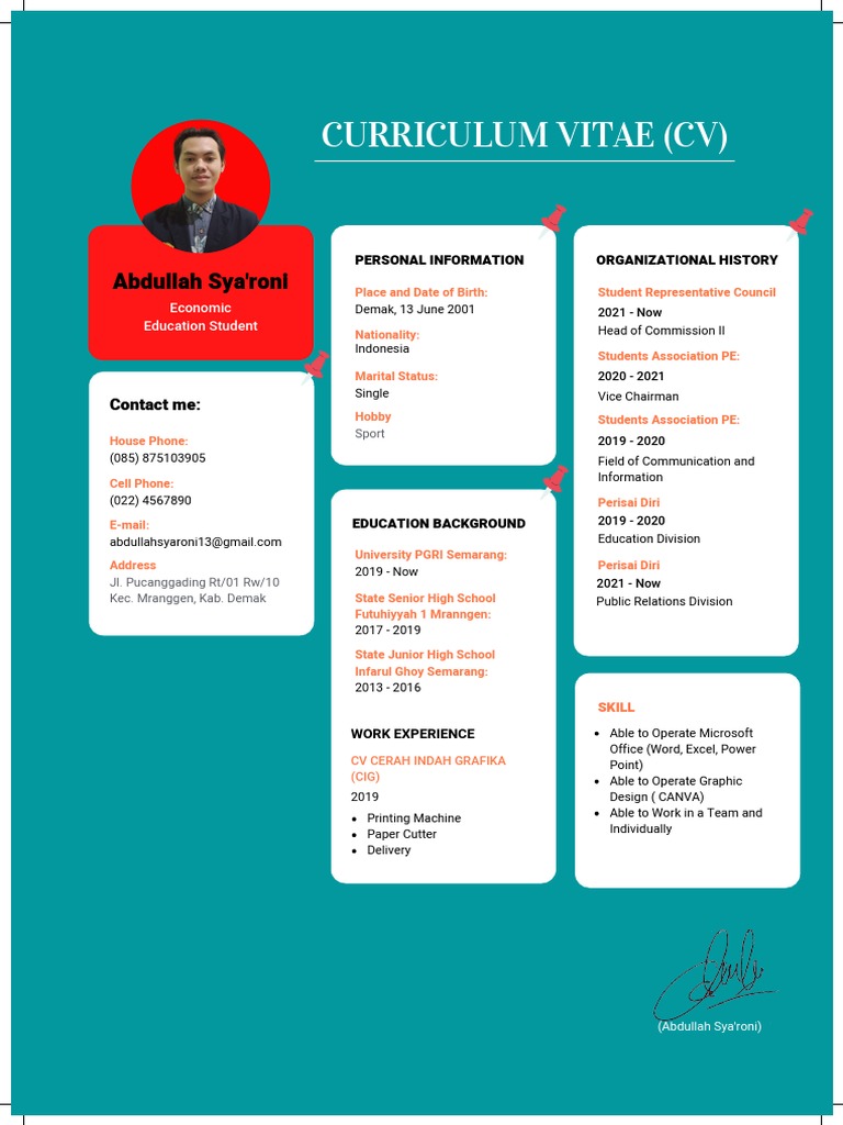 Curriculum Vitae (CV) : Abdullah Sya'roni | PDF