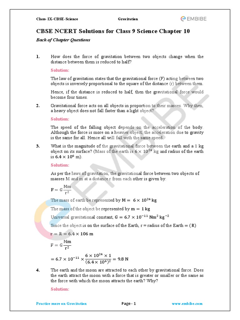 G9_NCERT_Gravitation | PDF | Gravity | Weight