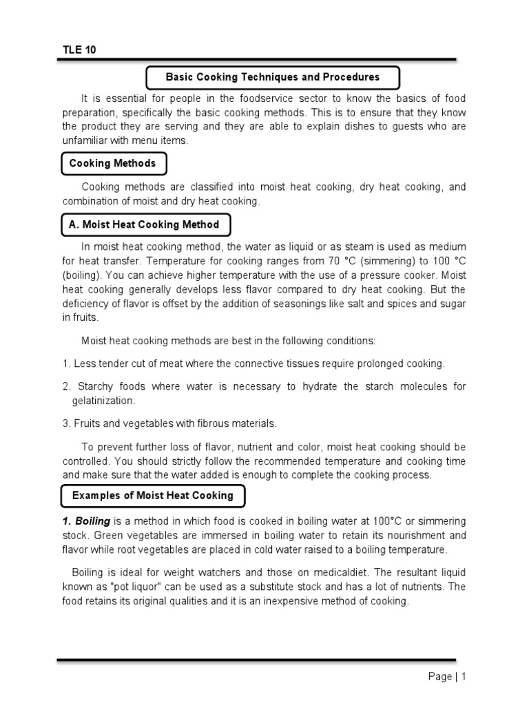 Basic Cooking Methods Explained | PDF | Grilling | Cooking