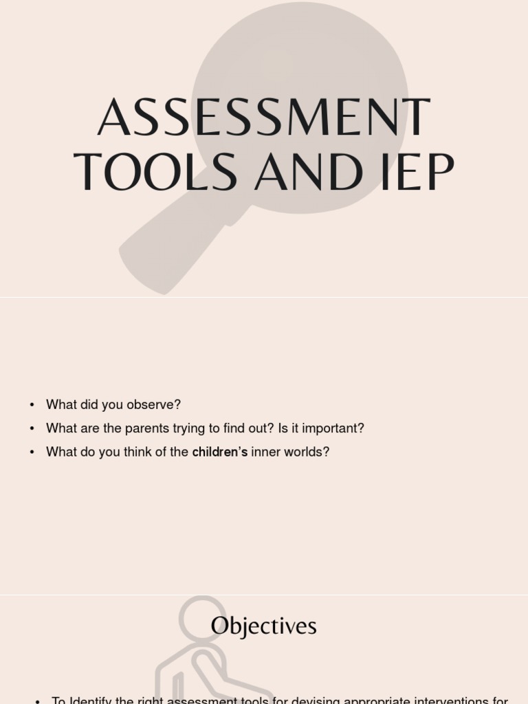 Assessment Tools and Development of IEP | PDF | Educational Assessment ...