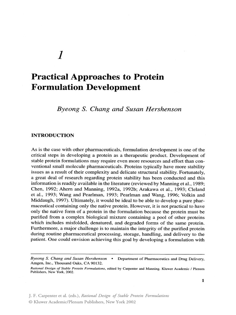 Practical Approaches To Protein Formulation Development | PDF ...
