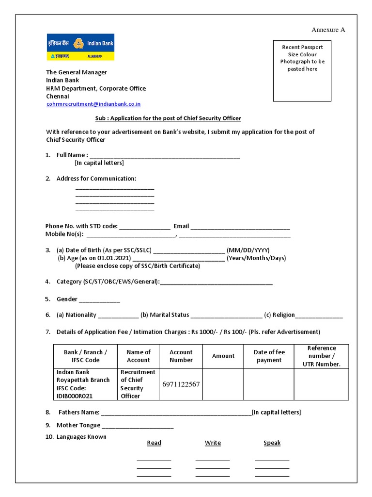 Application Format For Chief Security Officer | PDF