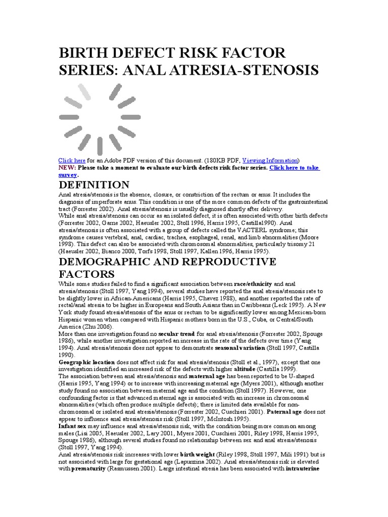 Birth Defect Risk Factor Series | PDF | Human Diseases And Disorders ...