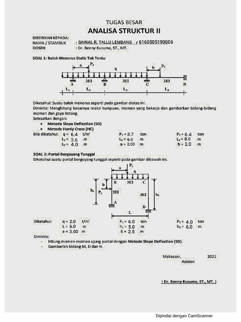 0_Asistensi ANSTRUK II nomor 1 dan 2_Sainal R. | PDF