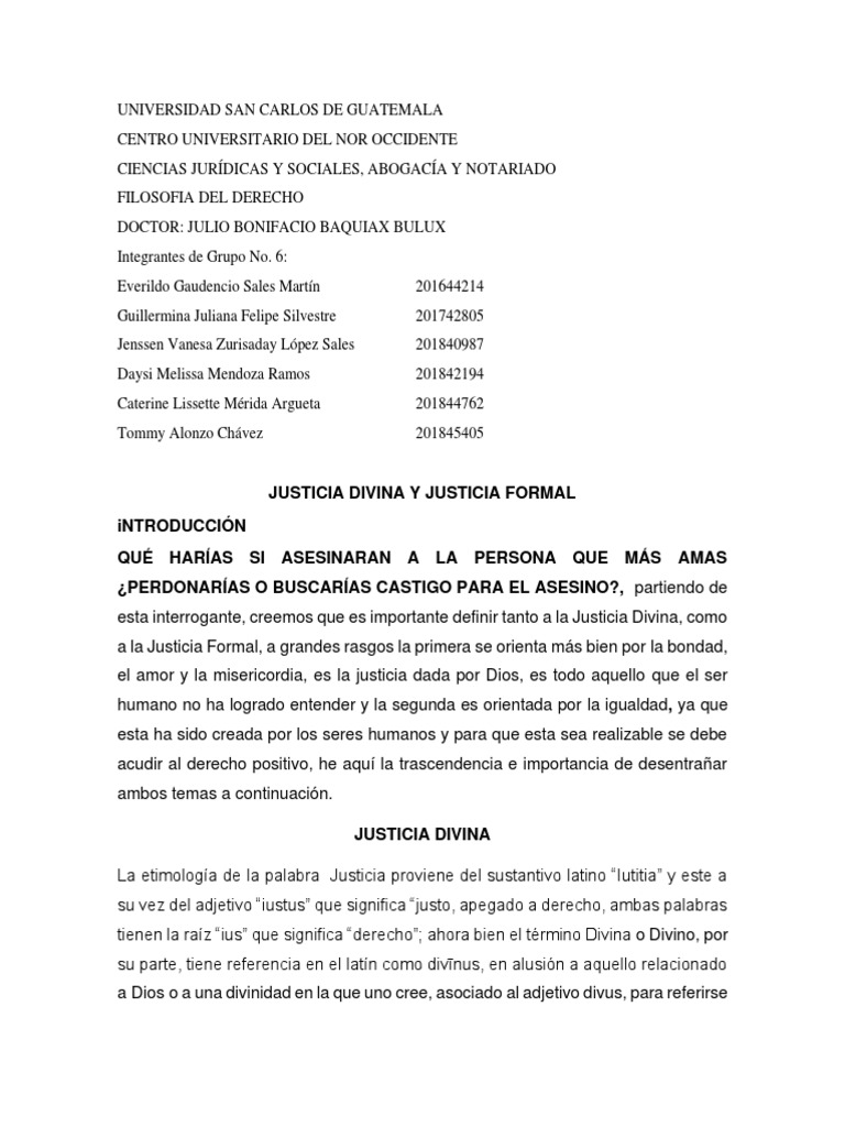 Justicia Divina y Justicia Formal | PDF | Justicia | Crimen y violencia