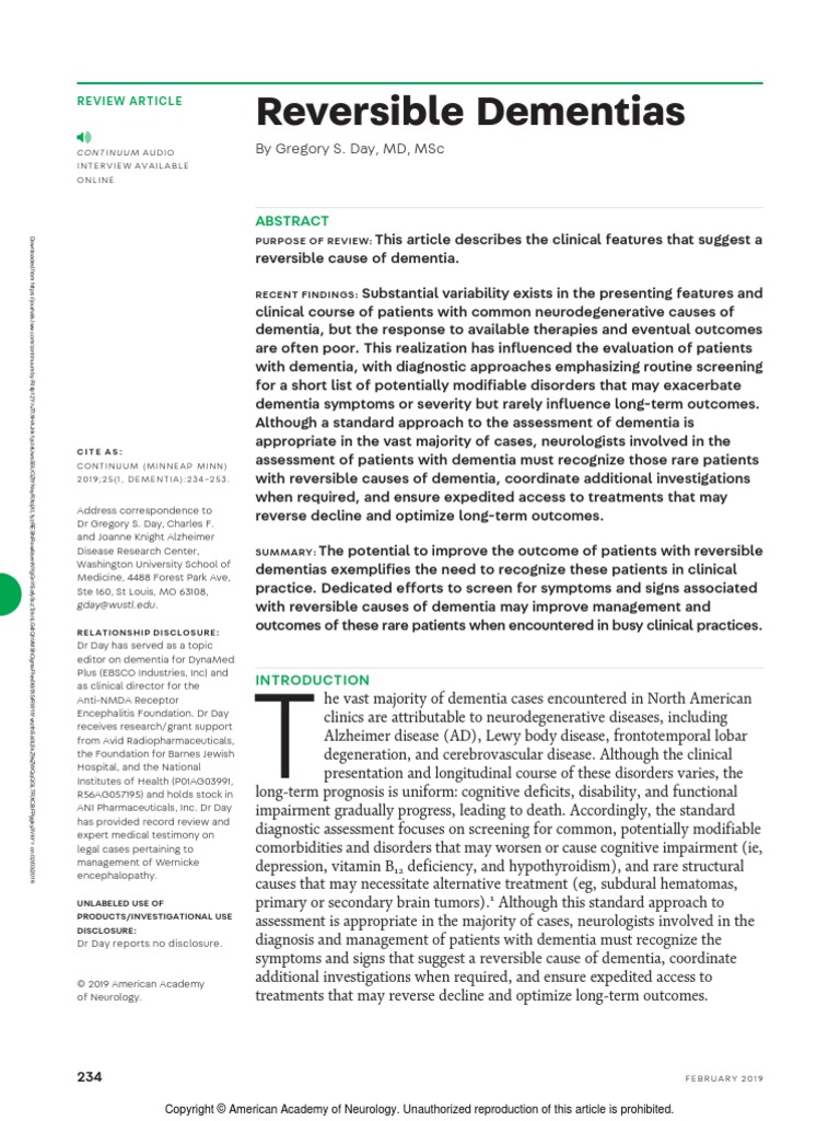 2019 Reversible - Dementias | PDF