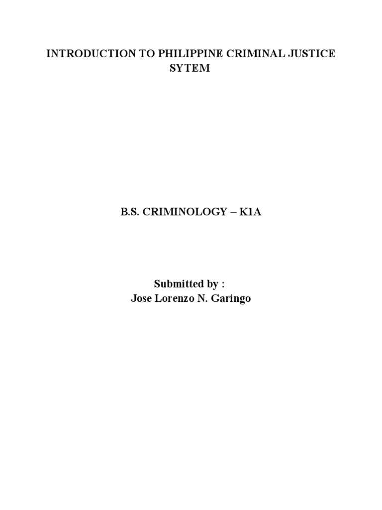 Introduction To Philippine Criminal Justice Sytem | PDF | Crime ...