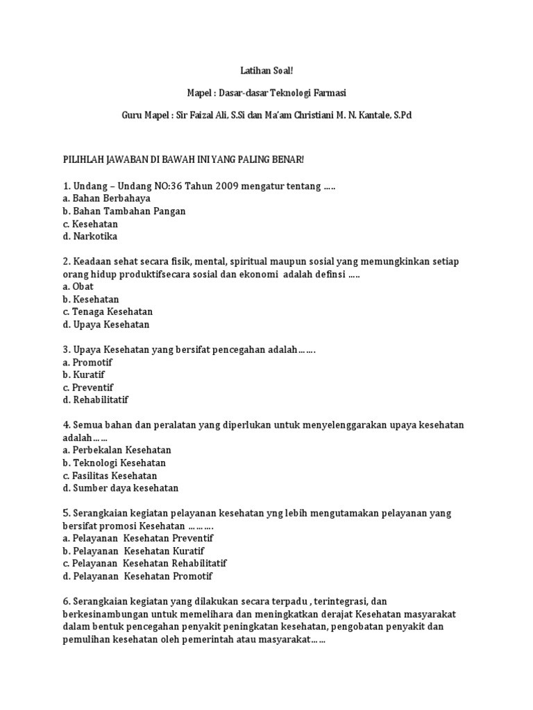 Latihan Soal Objektif | PDF