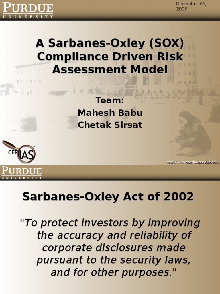 A Sarbanes-Oxley (SOX) Compliance Driven Risk Assessment Model | PDF ...