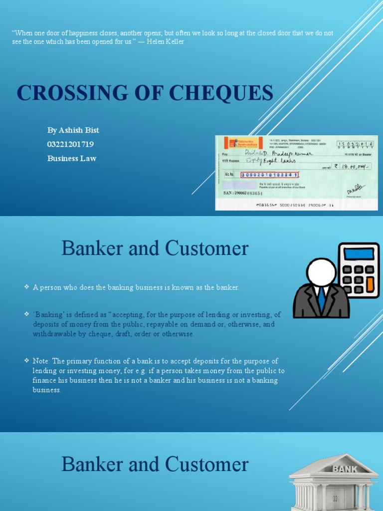 Crossing of Cheques BL | PDF | Cheque | Negotiable Instrument
