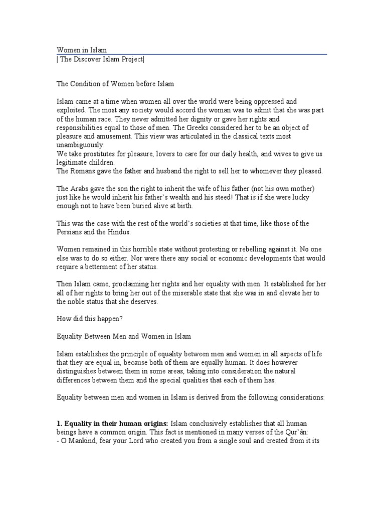 Women in Islam | PDF | Inheritance | Prophets And Messengers In Islam