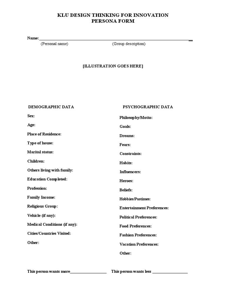 KLU Persona Form | PDF