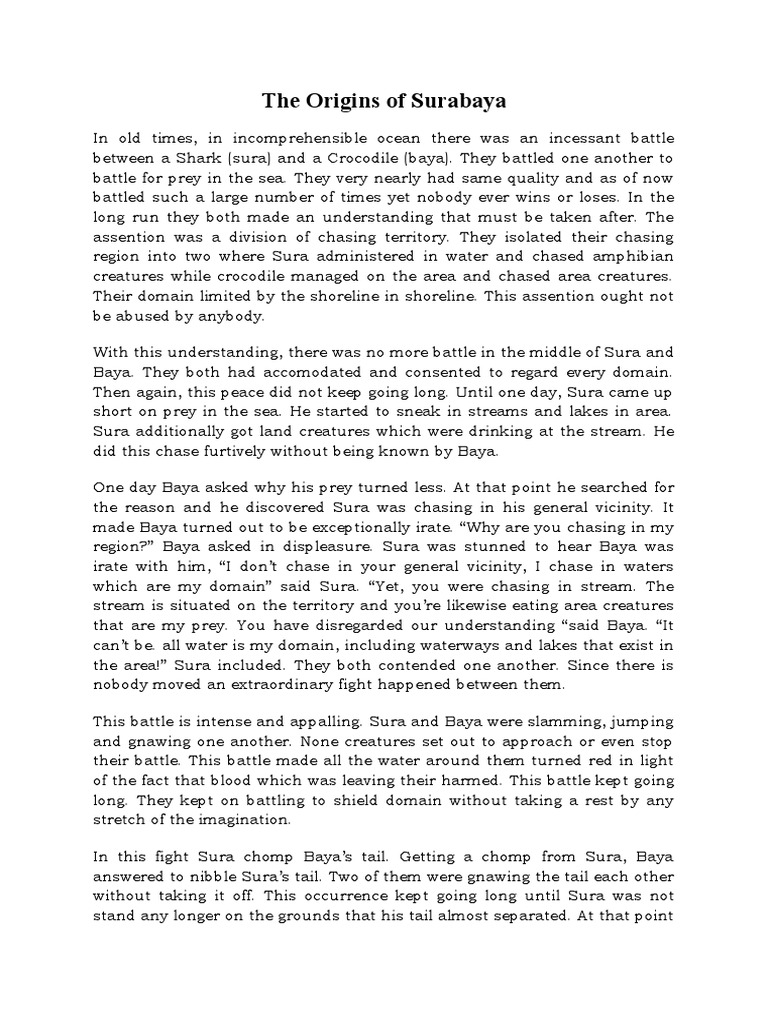 Sura and Baya: The Legend of Surabaya | PDF | Crocodile
