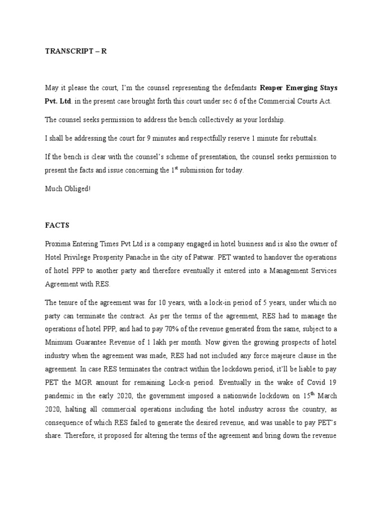 Transcript - R | PDF | Breach Of Contract | Damages