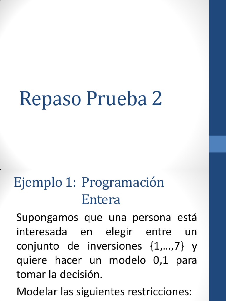 Ejemplo 1 - Programación Entera | PDF