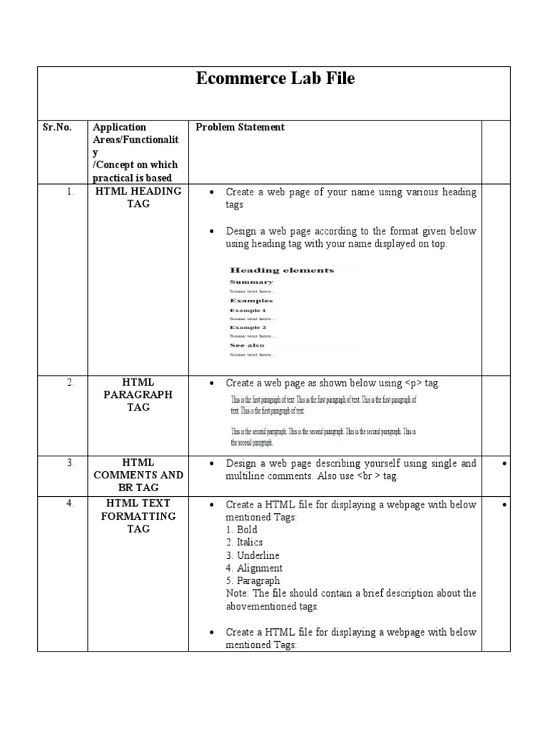 Ecommerce Lab File: SR - No. Application Areas/Functionalit y /concept On Which Practical Is ...