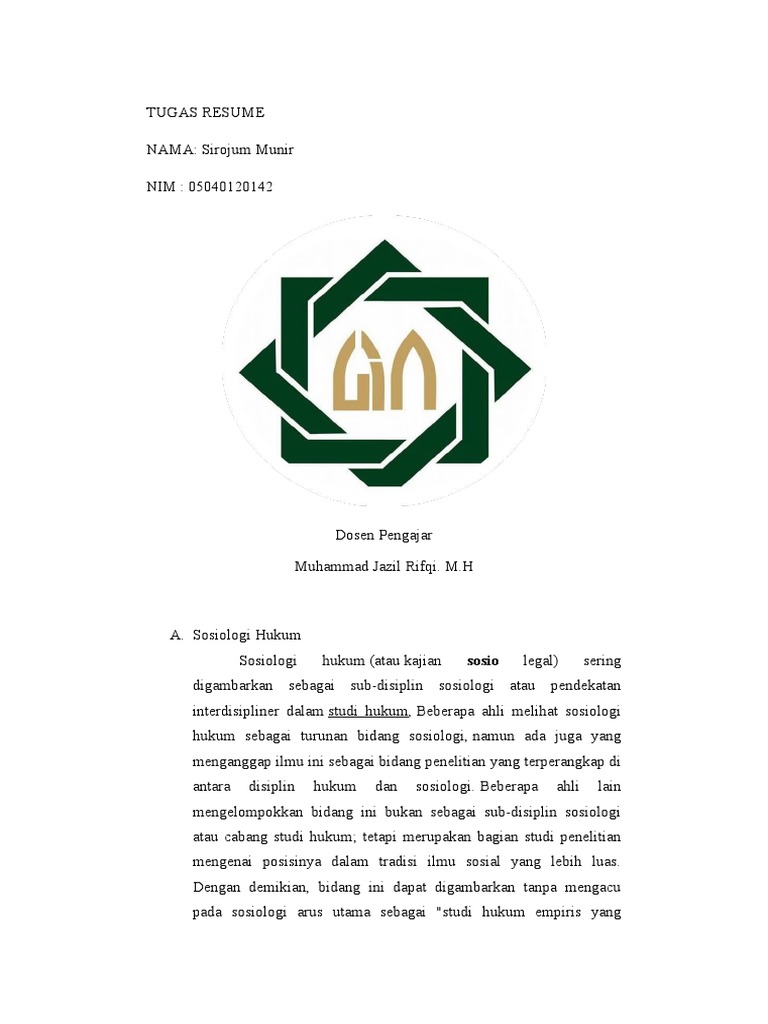 TUGAS RESUME PIH (Kajian Ilmu Hukum) | PDF