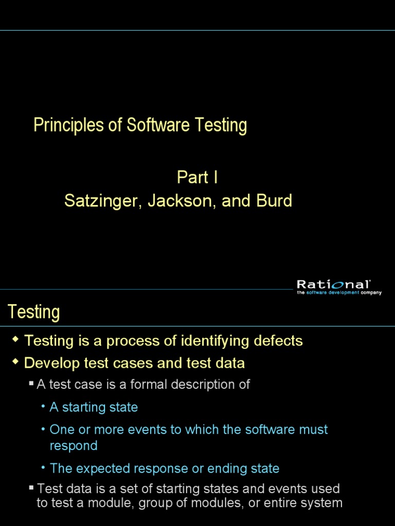 Principles of Software Testing: Satzinger, Jackson, and Burd | PDF ...