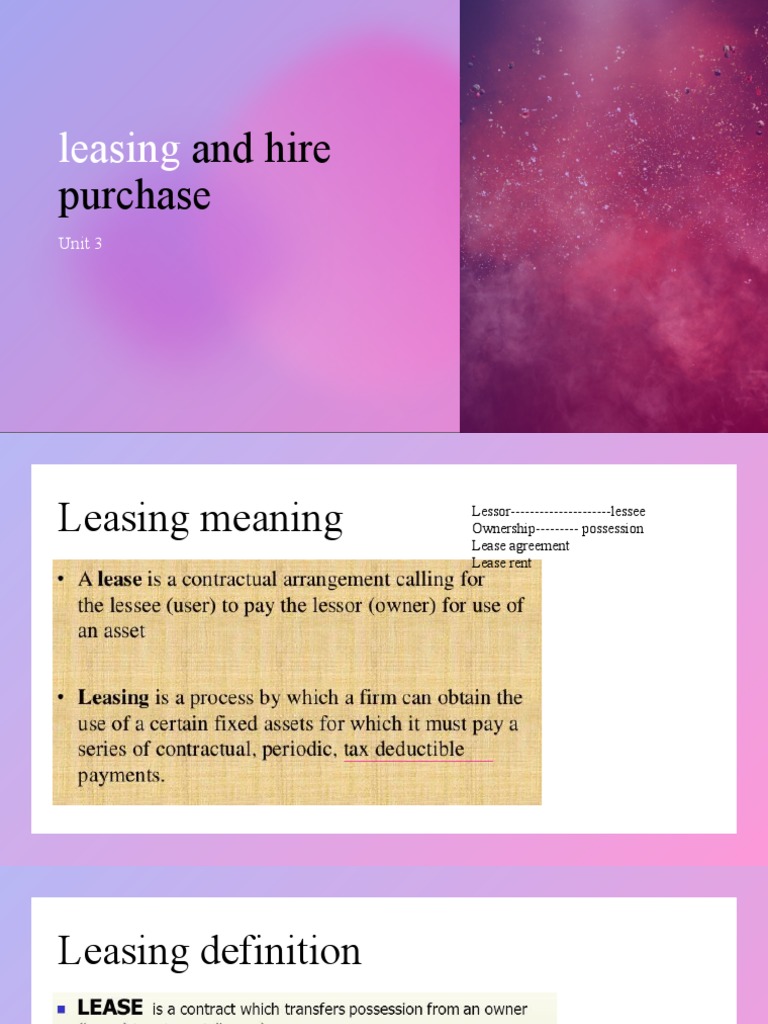 Leasing and Hire Purchase | PDF | Lease | Renting