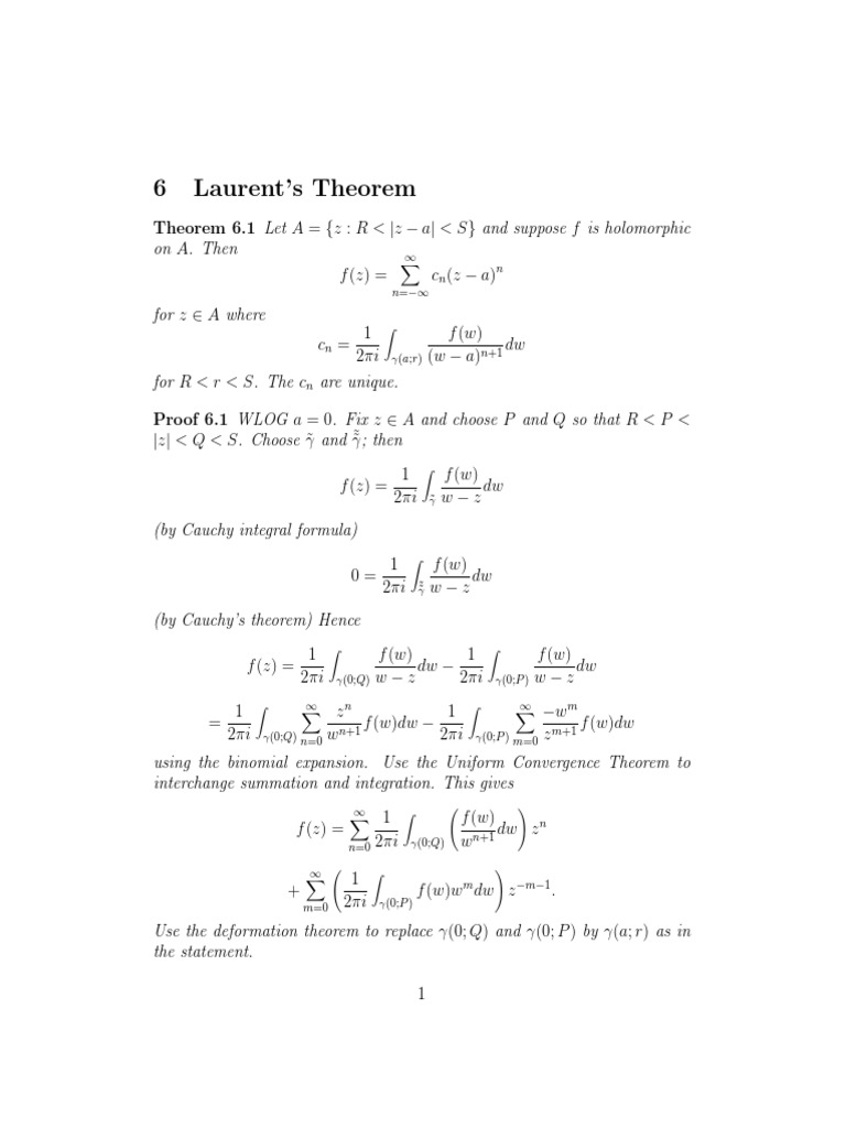 6 Laurent's Theorem | PDF | Complex Analysis | Mathematics