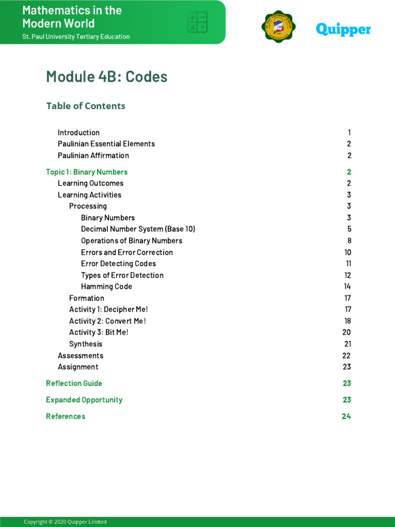 MMW Module 5 1 Binary Numbers Codes | PDF | Error Detection And ...