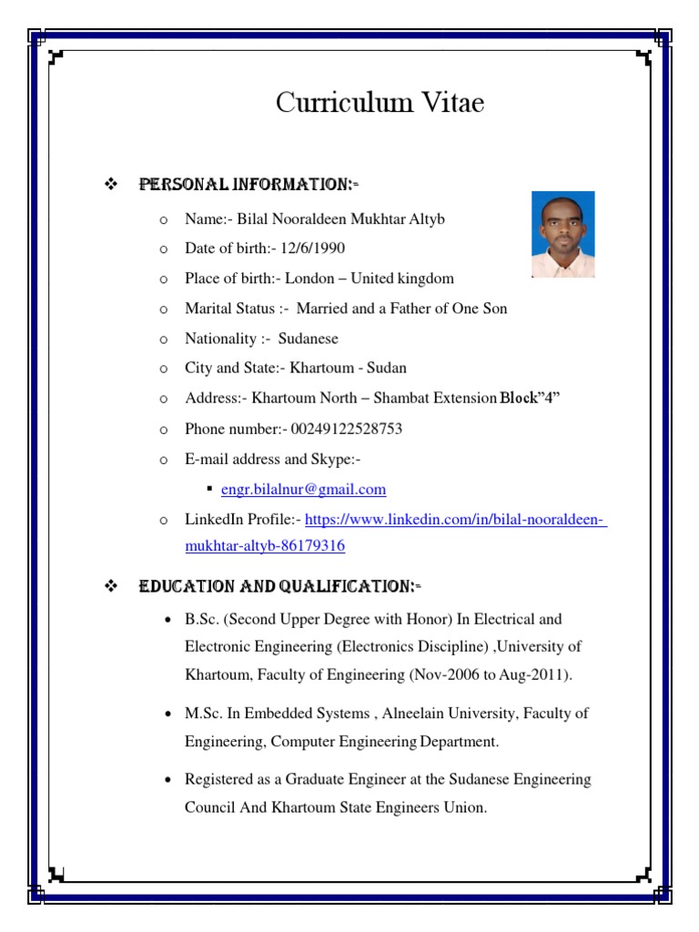 Curriculum Vitae: Personal Information | PDF | Electronics | Printed ...