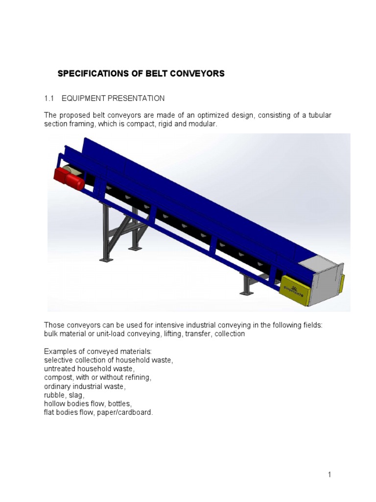 Conveyor Specs | PDF | Belt (Mechanical) | Transmission (Mechanics)