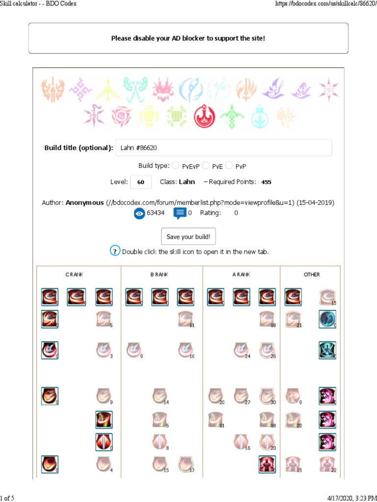 Skill Build Lahn Bdofoundry Guide - BDO Codex | PDF