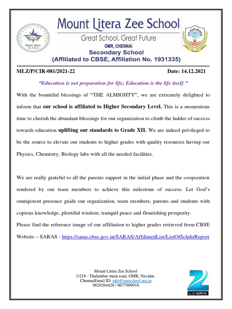 Circular 81 - Affiliation Circular | PDF