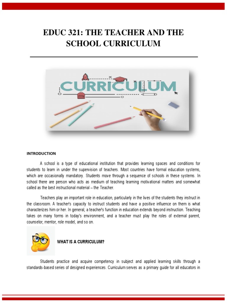 Educ 321: The Teacher and The School Curriculum | Download Free PDF ...