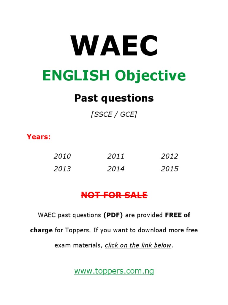 WAEC English Past Questions PDF | PDF