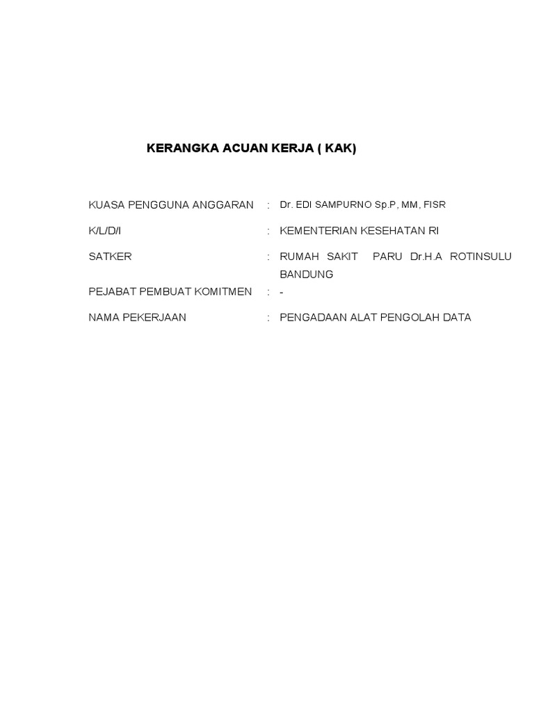 KAK Alat Pengolah Data | PDF | Bisnis | Komputer