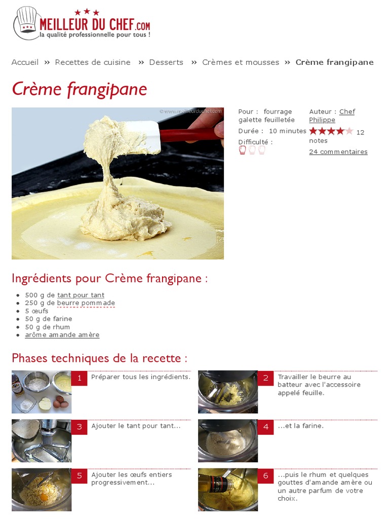 Crème Frangipane - Fiche Recette Avec Photos | PDF | Beurre | Cuisine