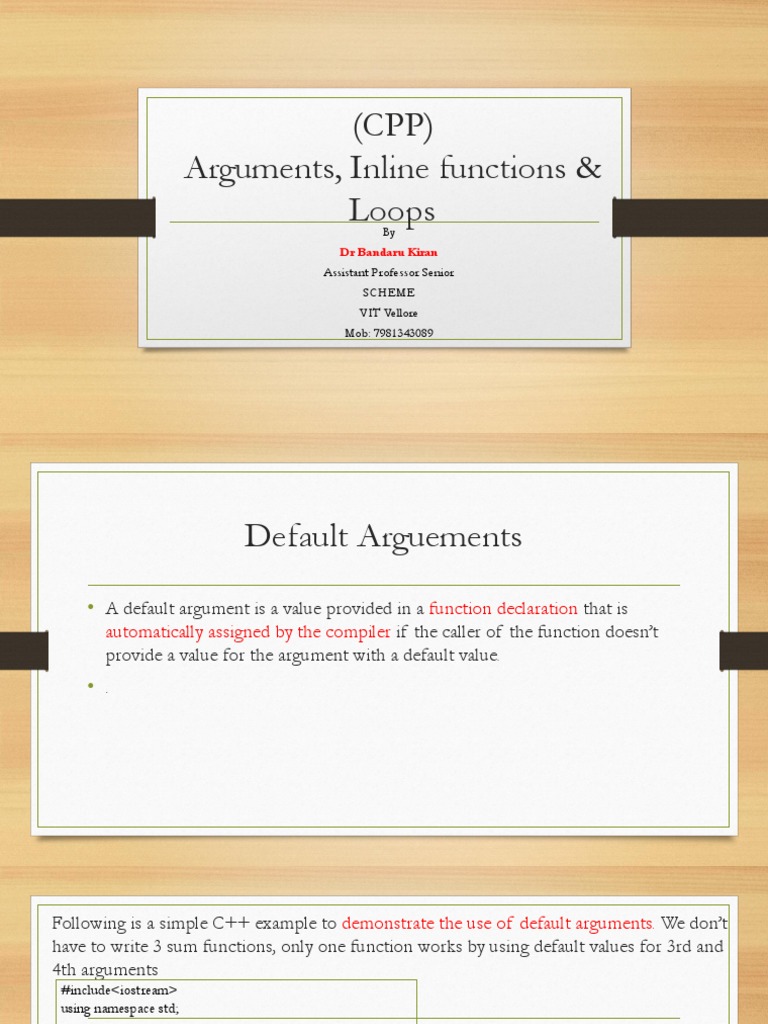 WINSEM2021-22 CSE1002 LO VL2021220501708 Reference Material I 08-03-2022 Default Arguements ...