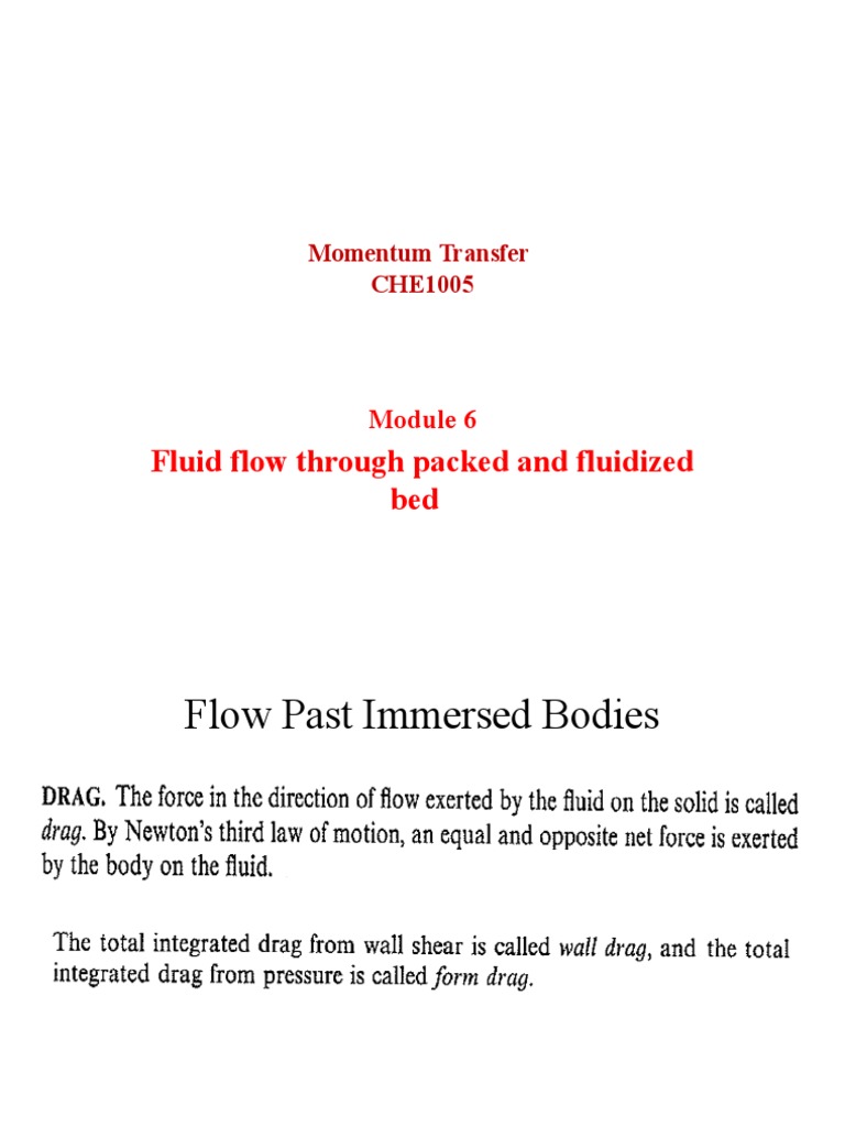 Fluid Flow Through Packed and Fluidized Bed: Momentum Transfer CHE1005 ...