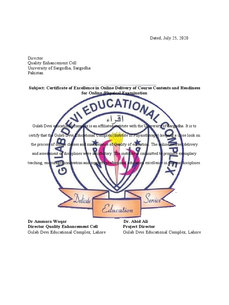 Qec Comprehensive Online Learnind Report (UOS) DPT Copy | PDF